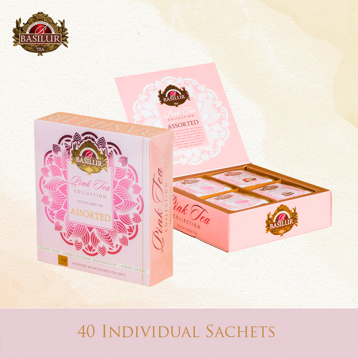 Pink Tea Assorted Gift Box - 40 Enveloped Tea Sachets – Basilur Tea ...