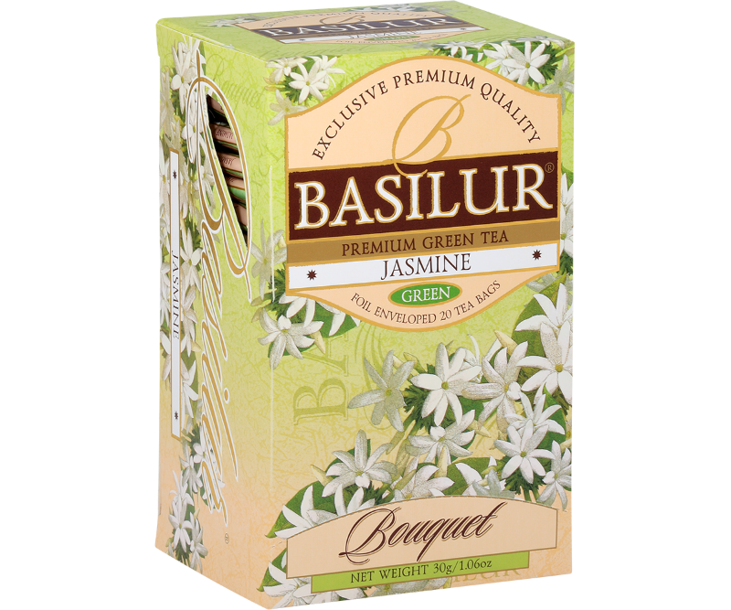 Basilur Tea - Bouquet Jasmine Green Tea - 25 Enveloped Tea Sachets ...