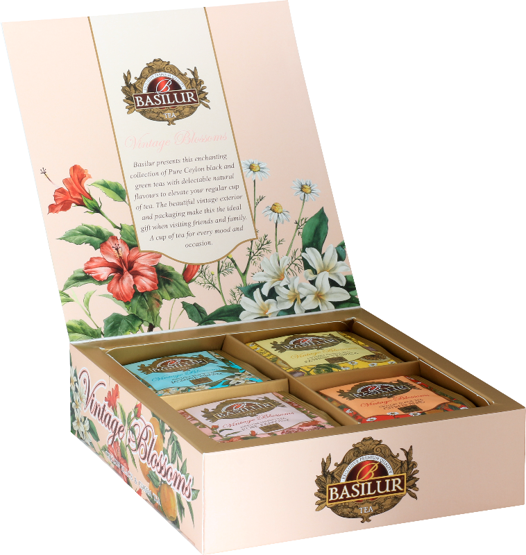 Basilur Tea - Vintage Blossoms Assorted Gift Box - 40 Enveloped Tea ...
