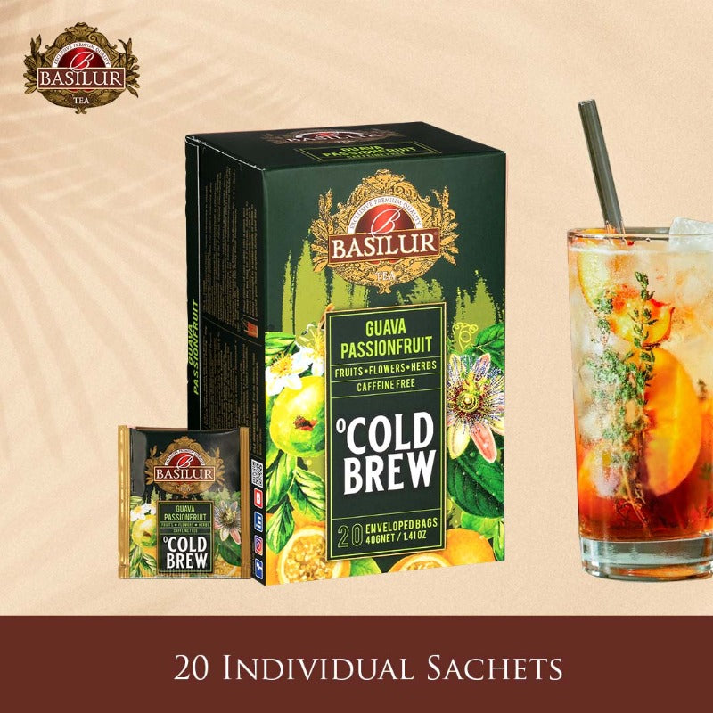 Basilur Tea - Cold Brew Guava Passionfruit - 20 Enveloped Tea Sachets ...