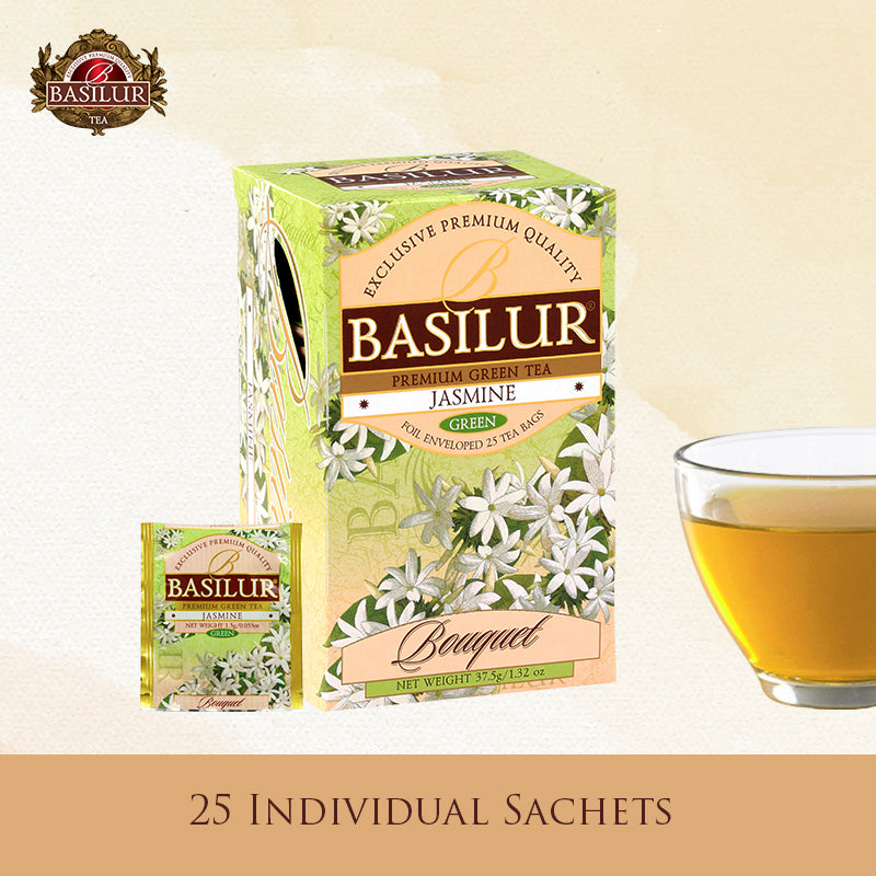 Basilur Tea - Bouquet Jasmine Green Tea - 25 Enveloped Tea Sachets ...