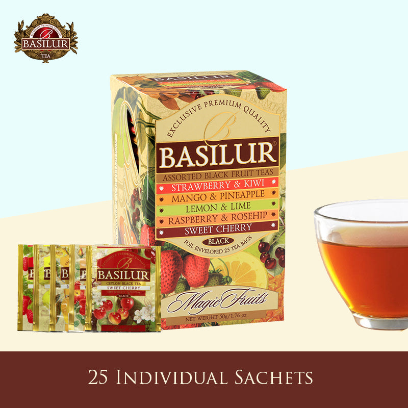 Basilur Tea - Magic Fruits Assorted Black Tea - 25 Enveloped Sachets ...