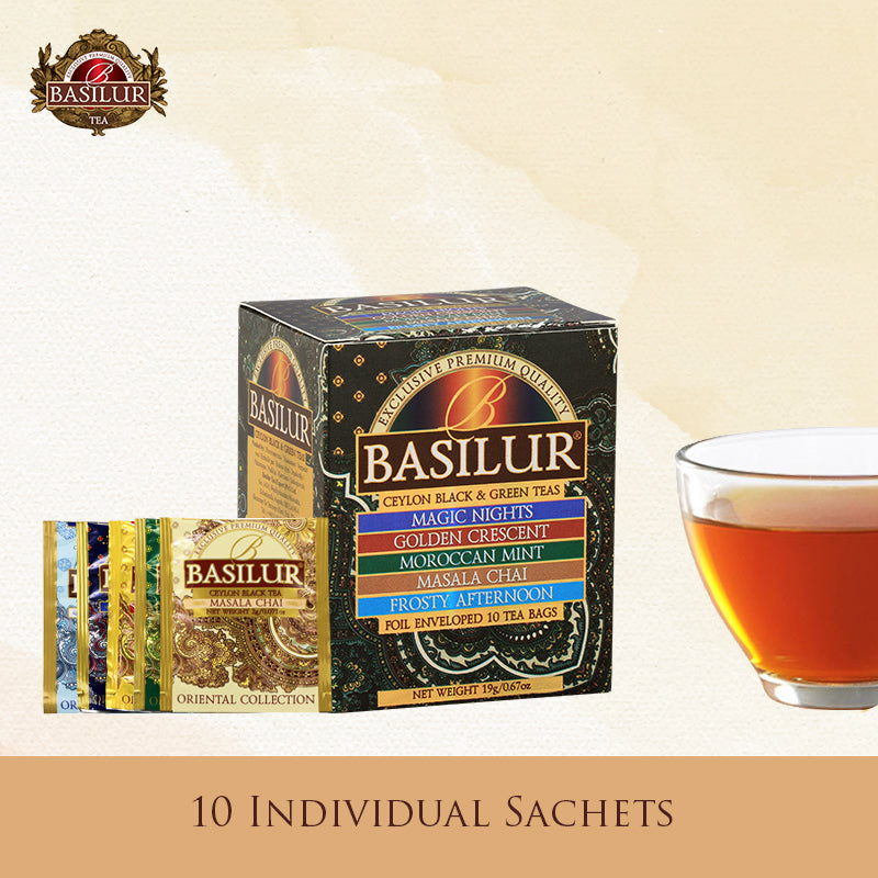 Basilur Tea - Oriental Assorted Black & Green Tea 10 Enveloped Sachets ...